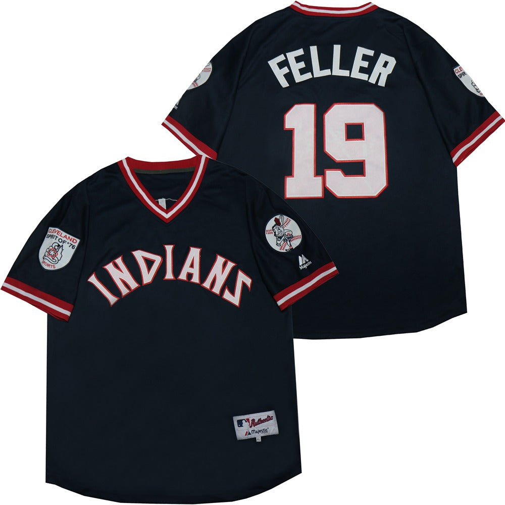 Bob Feller Cleveland Indians Official NLB Jersey Majestic blue ...