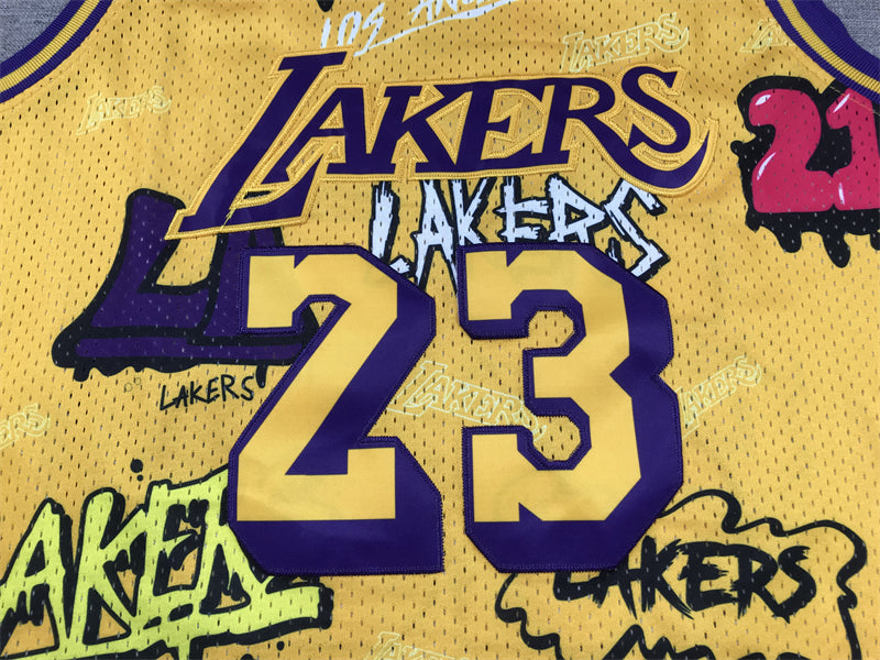 Lebron James Los Angeles Lakers Graffiti Jersey made by Mitchell & Nes ...