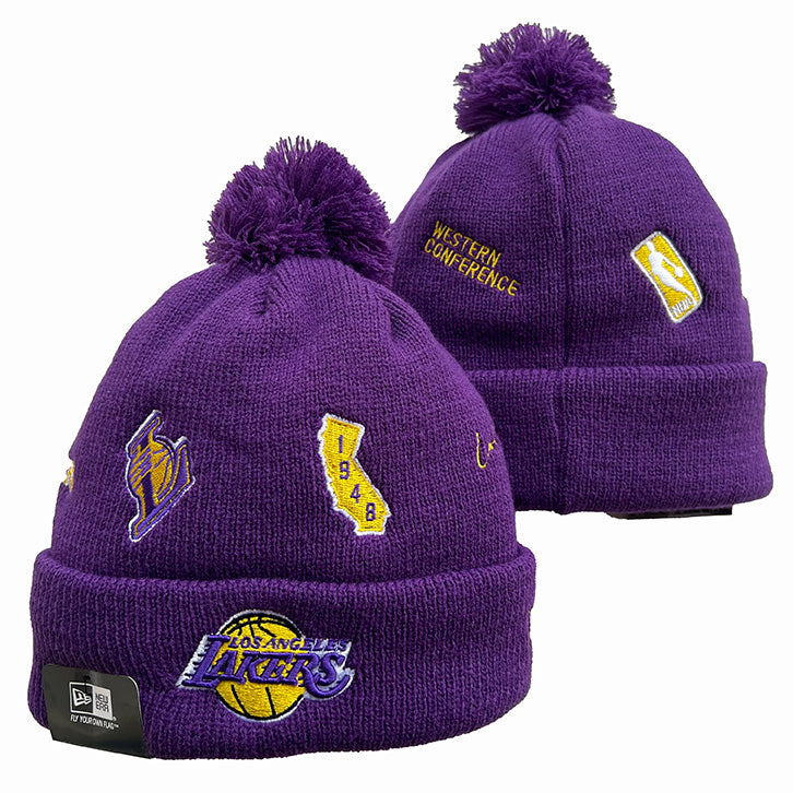 Los Angeles Lakers NBA New Era winter Hat with Pom Pom – Classic Authentics