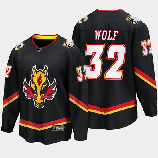 Dustin Wolf Calgary Flames Official NHL Adidas Jersey black – Classic ...